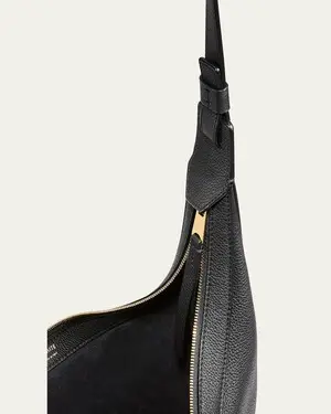 Khaite Augustina Small Zip Calfskin Crossbody Bag - Black