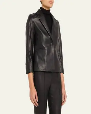 Vince Shrunken Leather Blazer