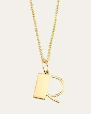 SYDNEY EVAN Sydney Evan 14K Yellow Gold Pure Block Initial Necklace Init R