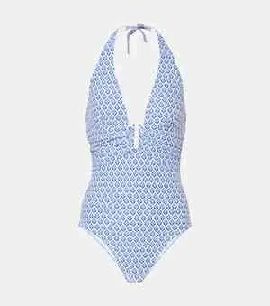 Heidi Klein Cape Cod Printed Halterneck Swimsuit - Blue