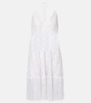 Missoni Zigzag Fringed Lamé Beach Dress - White