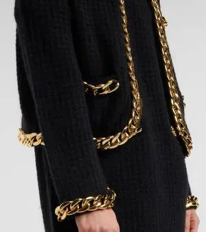 Tory Burch Kendra Chain-detail Wool-blend Cardigan - Black