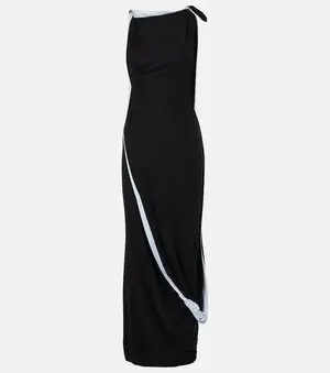 Victoria Beckham Asymmetrical Draped Midi Dress - Black