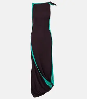 Victoria Beckham Asymmetrical Draped Midi Dress - Brown