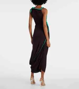 Victoria Beckham Asymmetric Draped Midi Dress - Brown