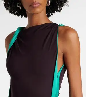 Victoria Beckham Asymmetric Draped Midi Dress - Brown