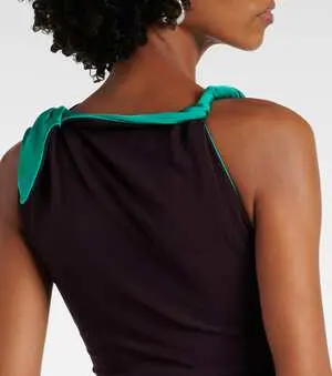 Victoria Beckham Asymmetric Draped Midi Dress - Brown