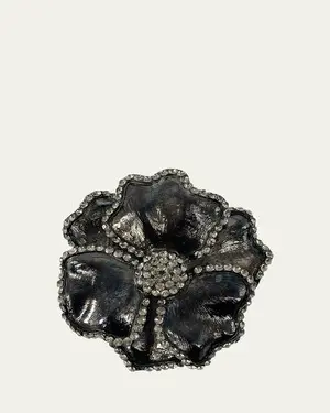 NOMI K Embellished Flower Napkin Rings, Set Of 4 - Grey