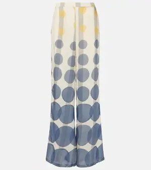 ADRIANA DEGREAS Polka-dot Wide-leg Pants - Beige