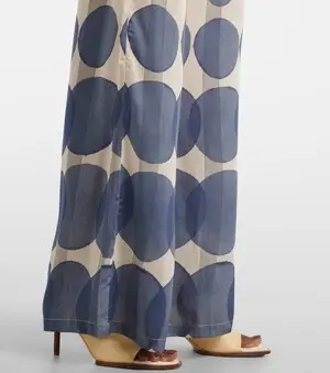 ADRIANA DEGREAS Polka-dot Wide-leg Pants - Beige