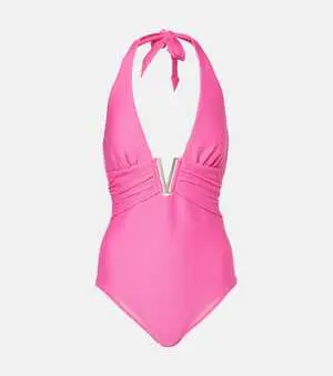 Heidi Klein Tulum Halterneck Swimsuit - Pink