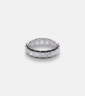 KAMYEN Radiant Eternity 18kt White And Enamel Pinky Ring With Diamonds - Gold