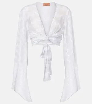 Missoni Zigzag Lamé Crop Top - White