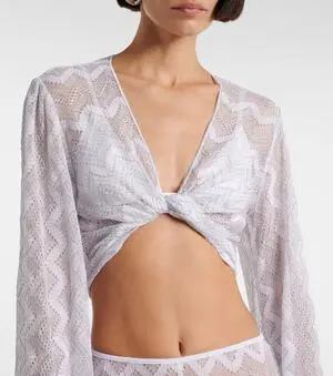 Missoni Zigzag Lamé Crop Top - White