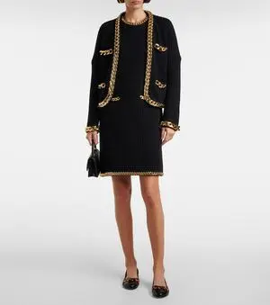 Tory Burch Chain-detail Waffle-knit Minidress