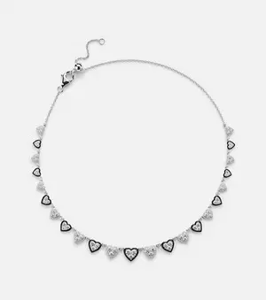 KAMYEN 18kt White Gold Enamel And Diamond Heart Choker - Silver