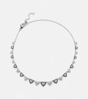 KAMYEN 18kt White Gold Enamel And Diamond Heart Choker - Silver