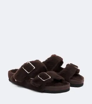 BIRKENSTOCK Arizona Shearling Sandals - Brown