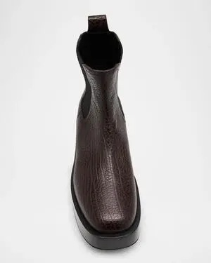 Bottega Veneta Torino Grainy Leather Chelsea Boots - Dark Brown