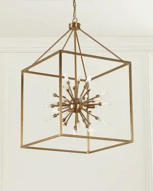 Neiman Marcus Quartz Burst 31" 4-light Chandelier - Gold
