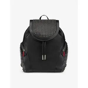 CHRISTIAN LOUBOUTIN Spike-embellished Leather Backpack - Black/gun Metal