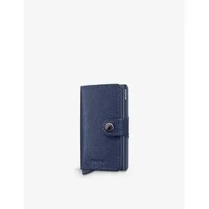 SECRID Crisple Branded Leather Wallet - Navy