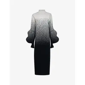 LEEM Gradient-pattern Roll-neck Knitted Dress
