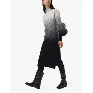 LEEM Gradient-pattern Roll-neck Knitted Dress