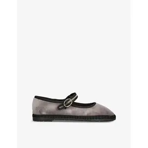 FLABELUS Brida Cotton-velvet Ballet Flats - Grey/p.cmb