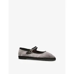 FLABELUS Brida Cotton-velvet Ballet Flats - Grey/p.cmb