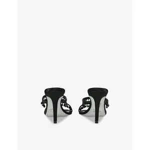Rene Caovilla Chandelier 80 Crystal-embellished Heeled Satin Sandals - Black