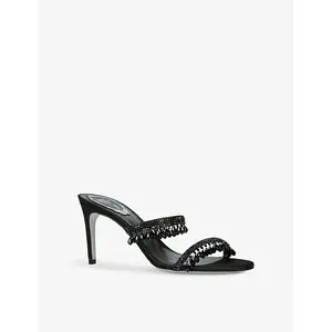 Rene Caovilla Chandelier 80 Crystal-embellished Heeled Satin Sandals - Black