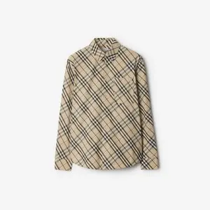 Burberry Relaxed Fit Check Cotton Shirt Alabaster