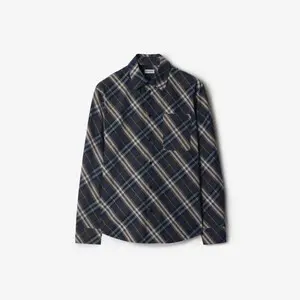 Burberry Relaxed Fit Check Cotton Shirt Navy
