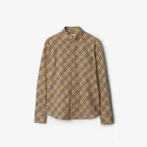 Burberry Relaxed Fit Check Cotton Shirt Sand