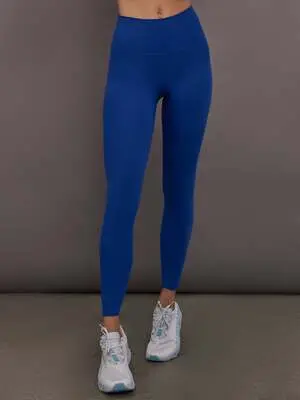 Carbon38 High Rise Legging In Ribbed Melt - Cobalt