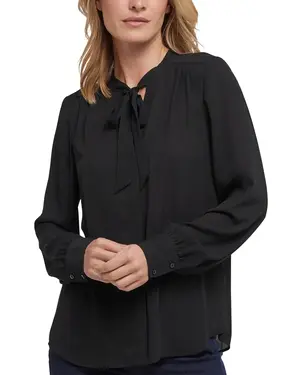 NYDJ Printed Tie Neck Blouse