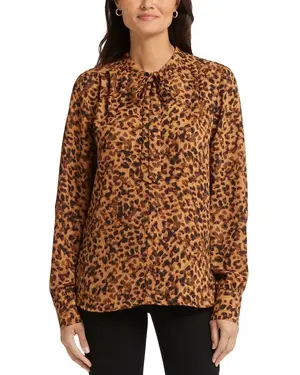NYDJ Printed Tie Neck Blouse - Caterina