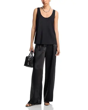 Aqua Satin Wide-leg Pants - Black