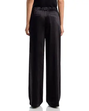 Aqua Satin Wide-leg Pants - Black