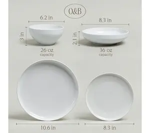 OVERANDBACK Over&back Coupe 16-piece Glossy Porcelain Dinnerware Set
