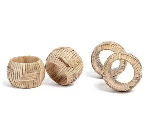 OVERANDBACK Over&back Woven Wicker Napkin Rings Set Of 4 - One-color