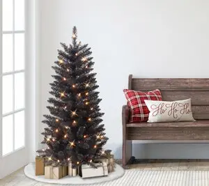 PULEO INTERNATIONAL Puleo 4ft Pre-lit Black Carson Pine Artificial Ristmas Tree