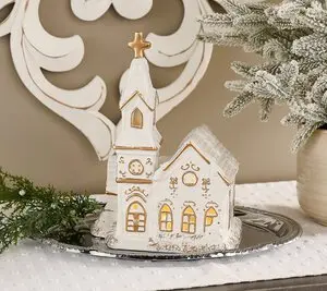 VALERIE PARR HILL Illuminated Ceramic Church W/ Metallic Detail Valerie - One-color