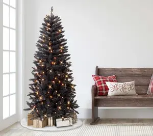 PULEO INTERNATIONAL Puleo 6ft Pre-lit Black Carson Pine Artificial Ristmas Tree