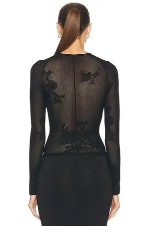 FLEUR DU MAL Lace Pointelle Knit Decolette Top
