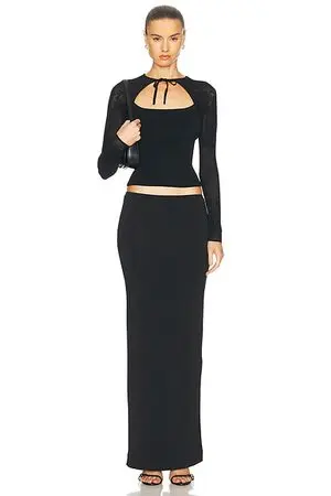 FLEUR DU MAL Lace Pointelle Knit Decolette Top