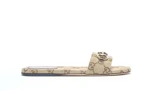 Gucci Horsebit GG Slide Sandals - Beige