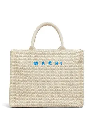 Marni Small Raffia Tote Bag - Neutrals
