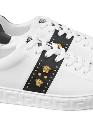 Versace Greca Embellished Nylon Low-top Sneakers - White